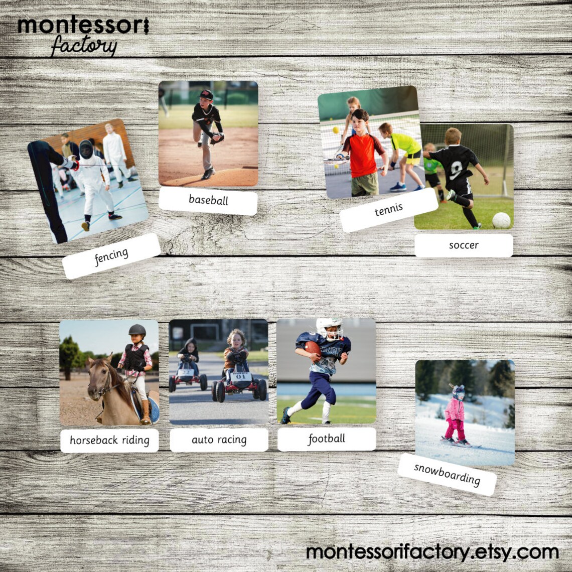 SPORTS Montessori Cards Flash Cards Three Part Cards - Etsy