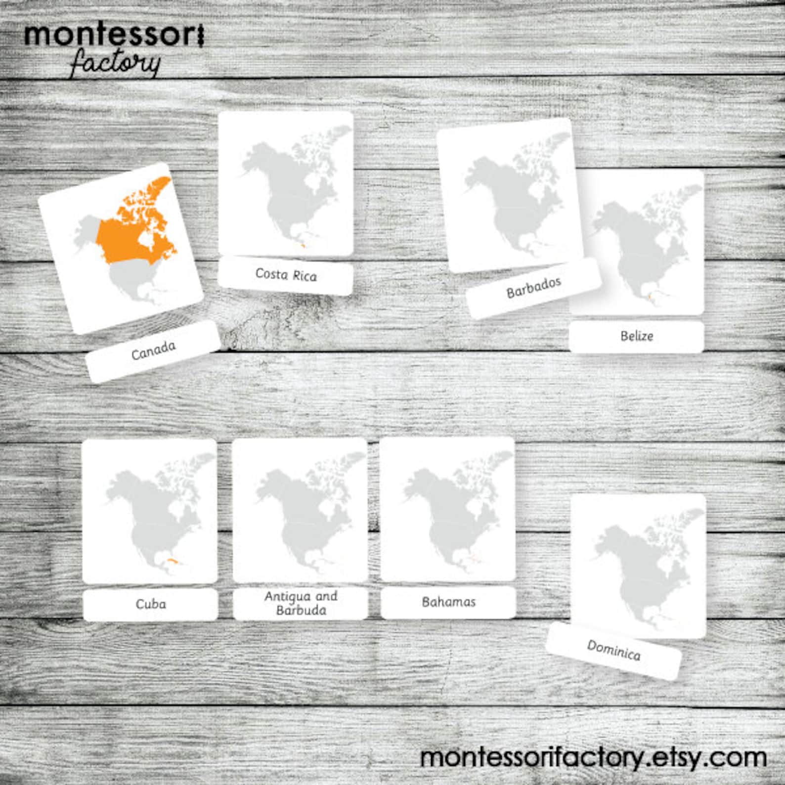 NORTH AMERICA MAPS Montessori Cards Flash Cards Three - Etsy