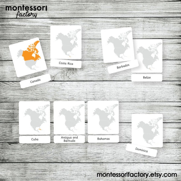 NORTH AMERICA MAPS Montessori Cards Flash Cards Three - Etsy