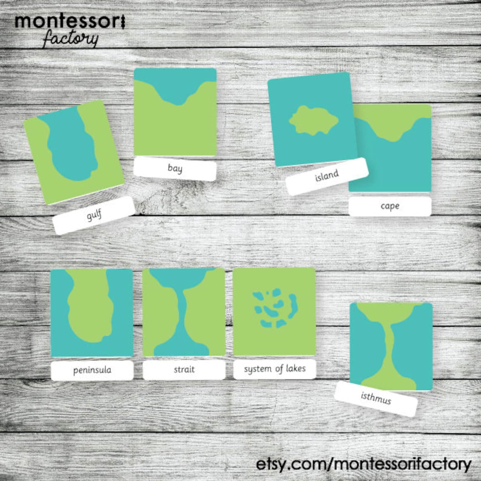 LAND and WATER Montessori Cards Flash Cards Three Part - Etsy