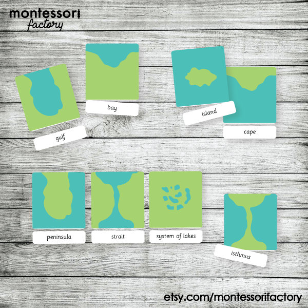 LAND and WATER Montessori Cards Flash Cards Three Part - Etsy
