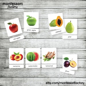 FRUITS (real Pictures) • Montessori Cards • Flash Cards • Three Part ...
