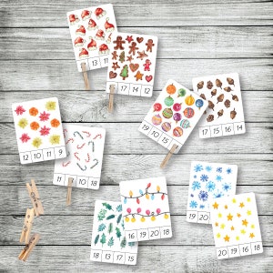 CHRISTMAS • Montessori Counting Cards • Clip Cards • Flash Cards ...