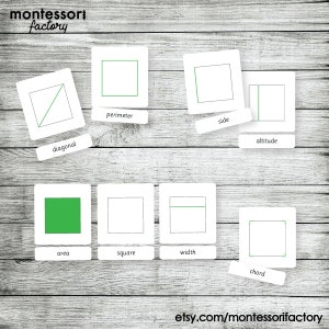 PARTS of a SQUARE • Montessori Cards • Flash Cards • Three Part Cards ...