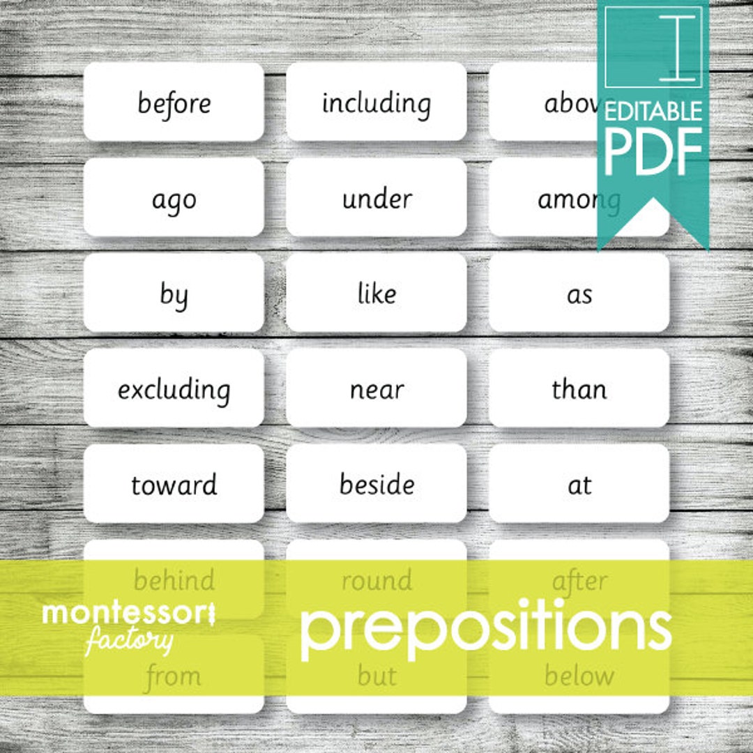 PREPOSITIONS • Montessori Cards • Educational Material • Homeschooling ...