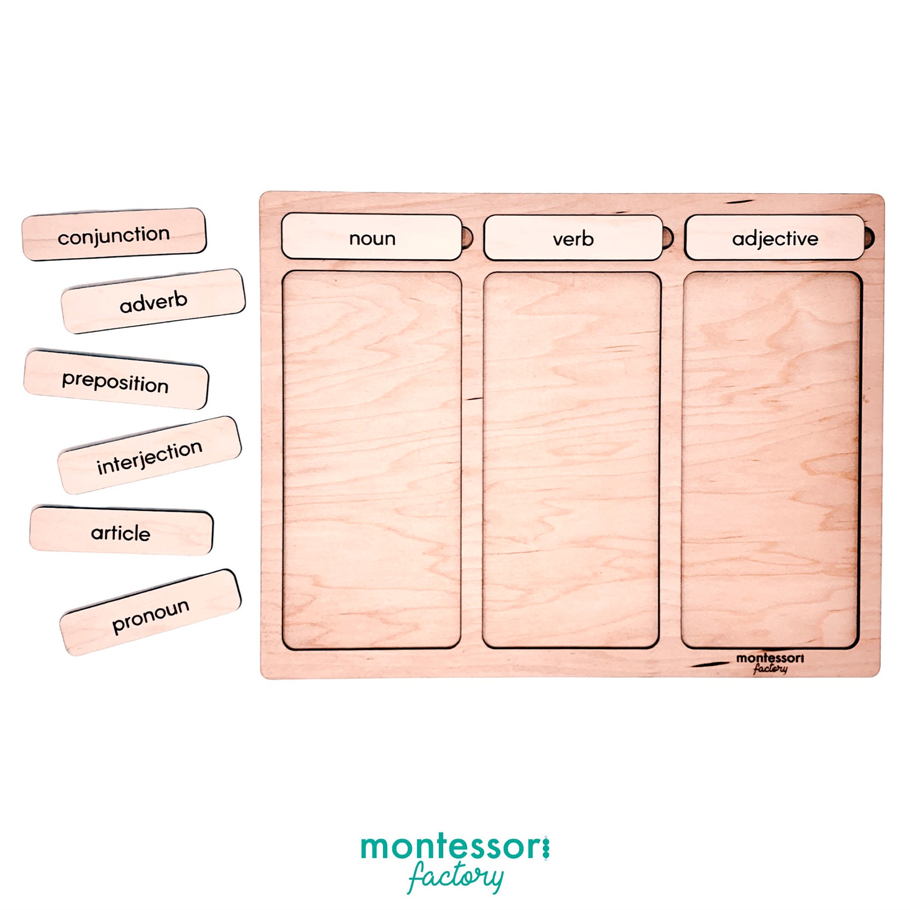 Wooden Grammar Sorting Tray • Parts of Speech Learning Montessori Toy ...