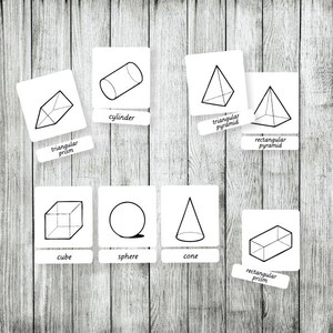 3D GEOMETRIC SHAPES Montessori Cards, Flash Cards, Three Part Cards ...