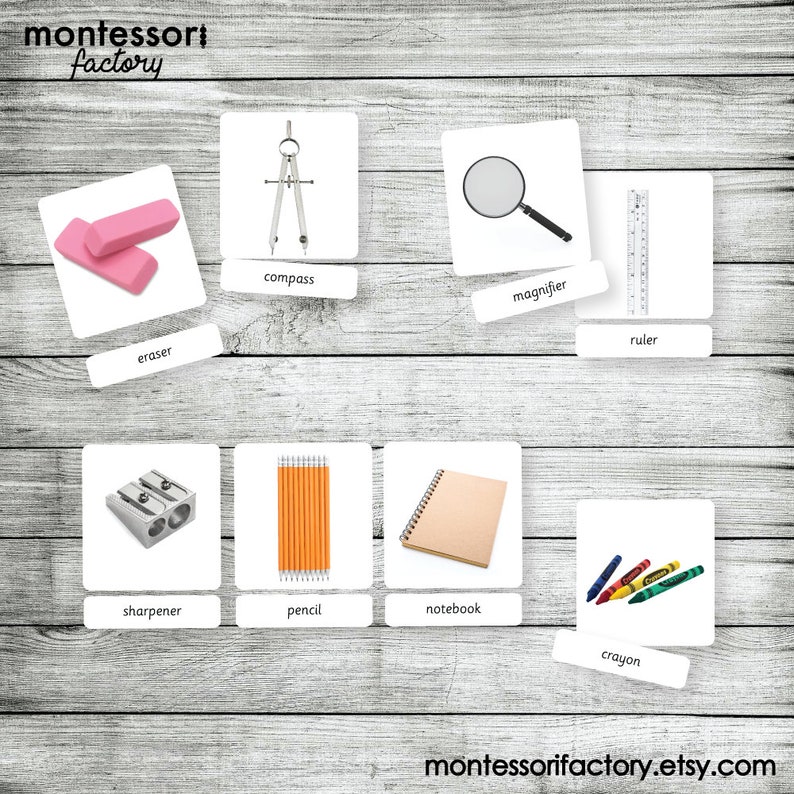 Montessori School Supplies Nomenclature Cards (editable PDF) - Etsy