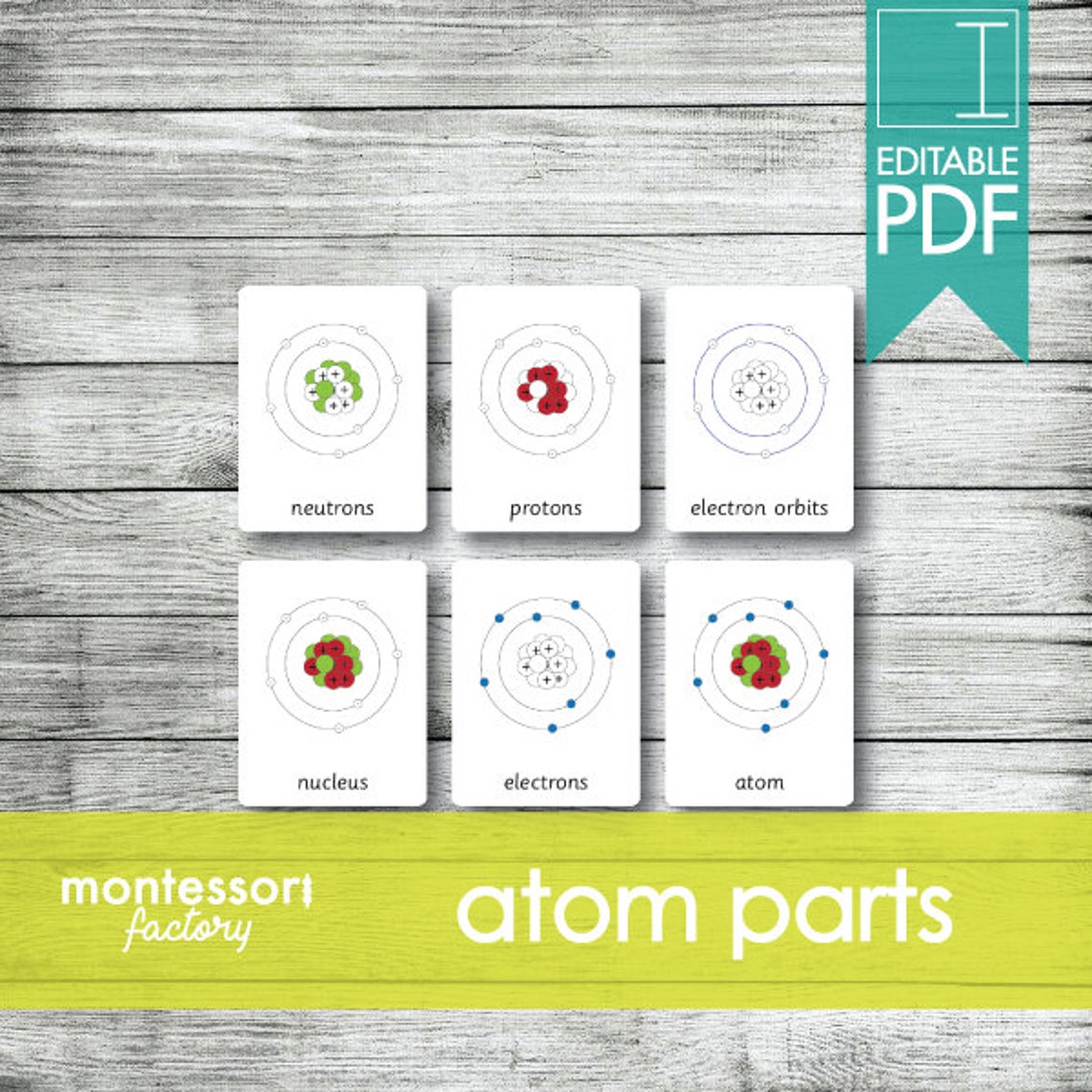 ATOM PARTS Montessori Cards Flash Cards Three Part Cards - Etsy