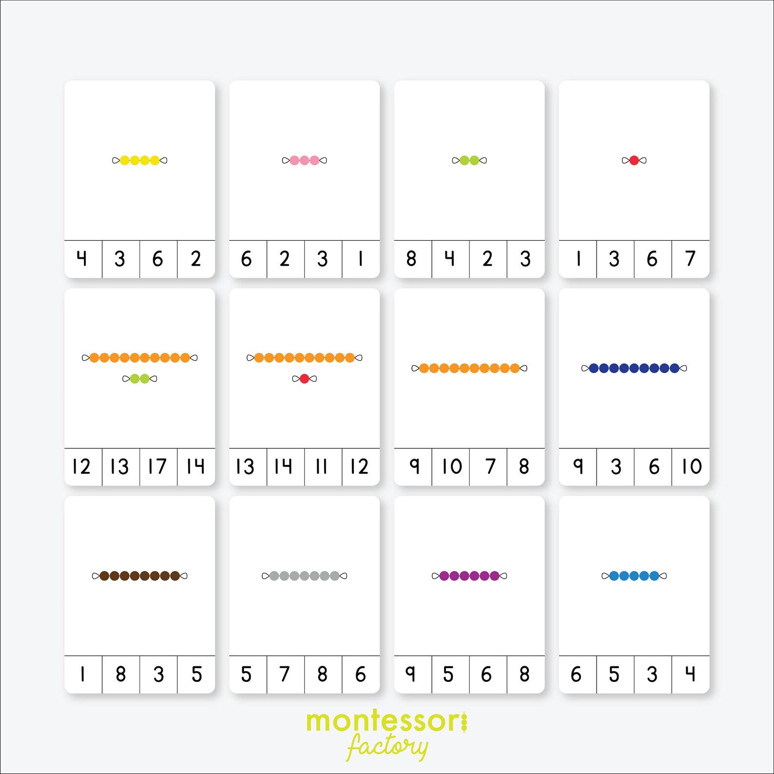 COUNTING BEADS • Montessori Counting Cards • Clip Cards • Flash Cards ...