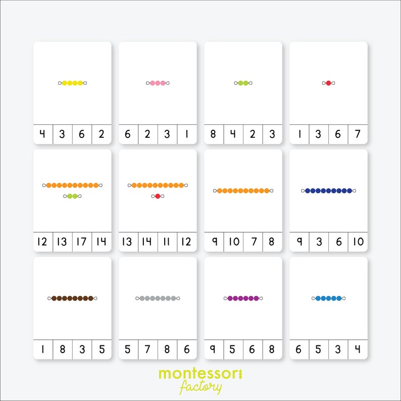 COUNTING BEADS Montessori Counting Cards Clip Cards | Etsy