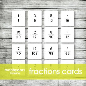 FRACTION CARDS • Montessori Nomenclature - Flash - 3 Parts Cards ...