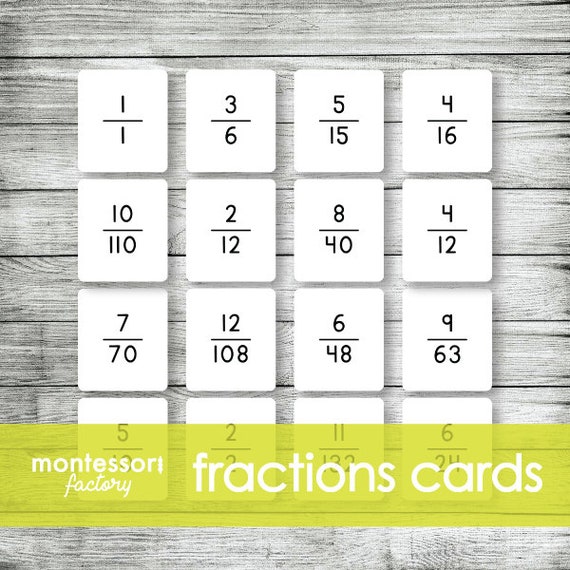 FRACTION CARDS Montessori Nomenclature Flash 3 Parts | Etsy