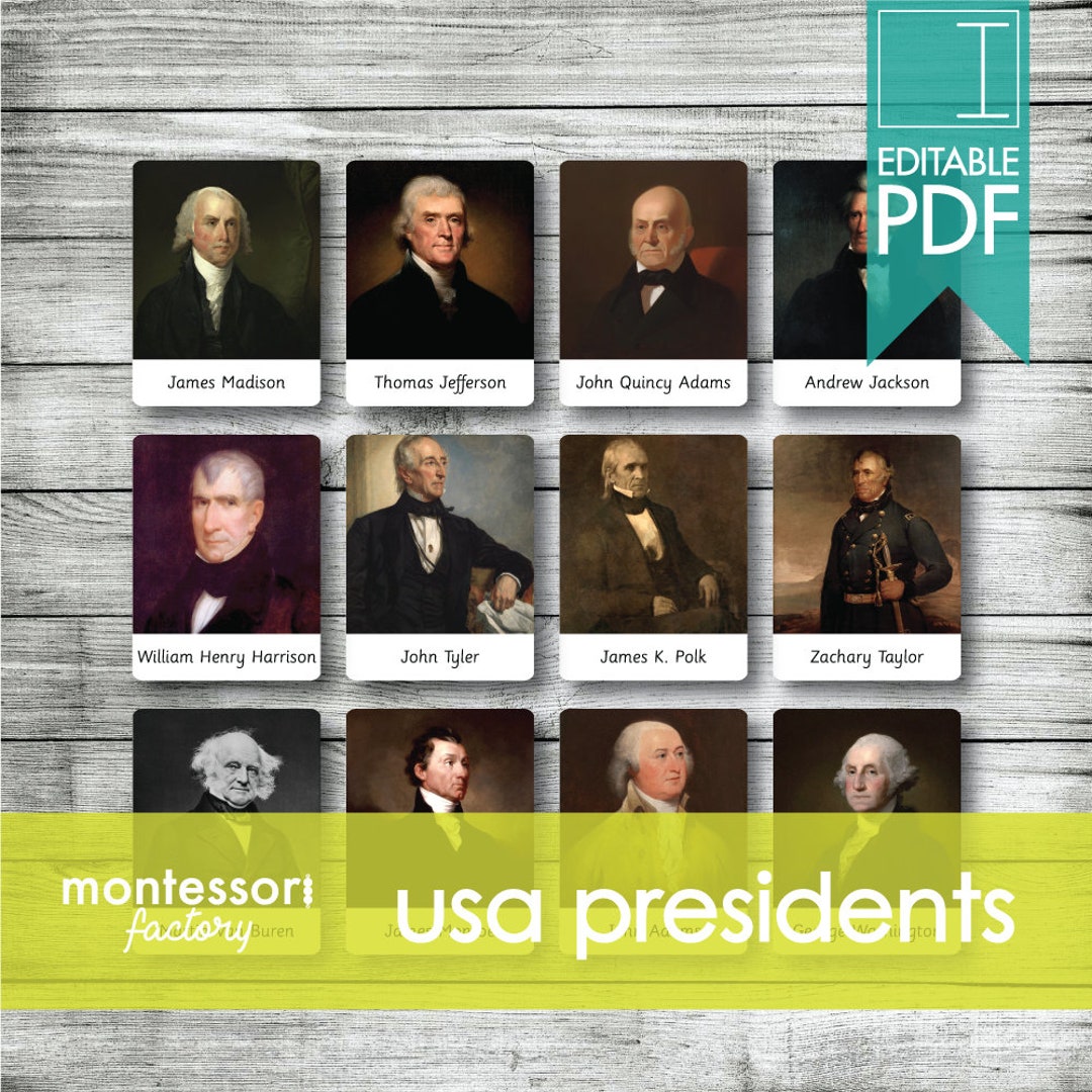 UNITED STATES PRESIDENTS • Montessori Cards • Flash Cards • Three Part ...