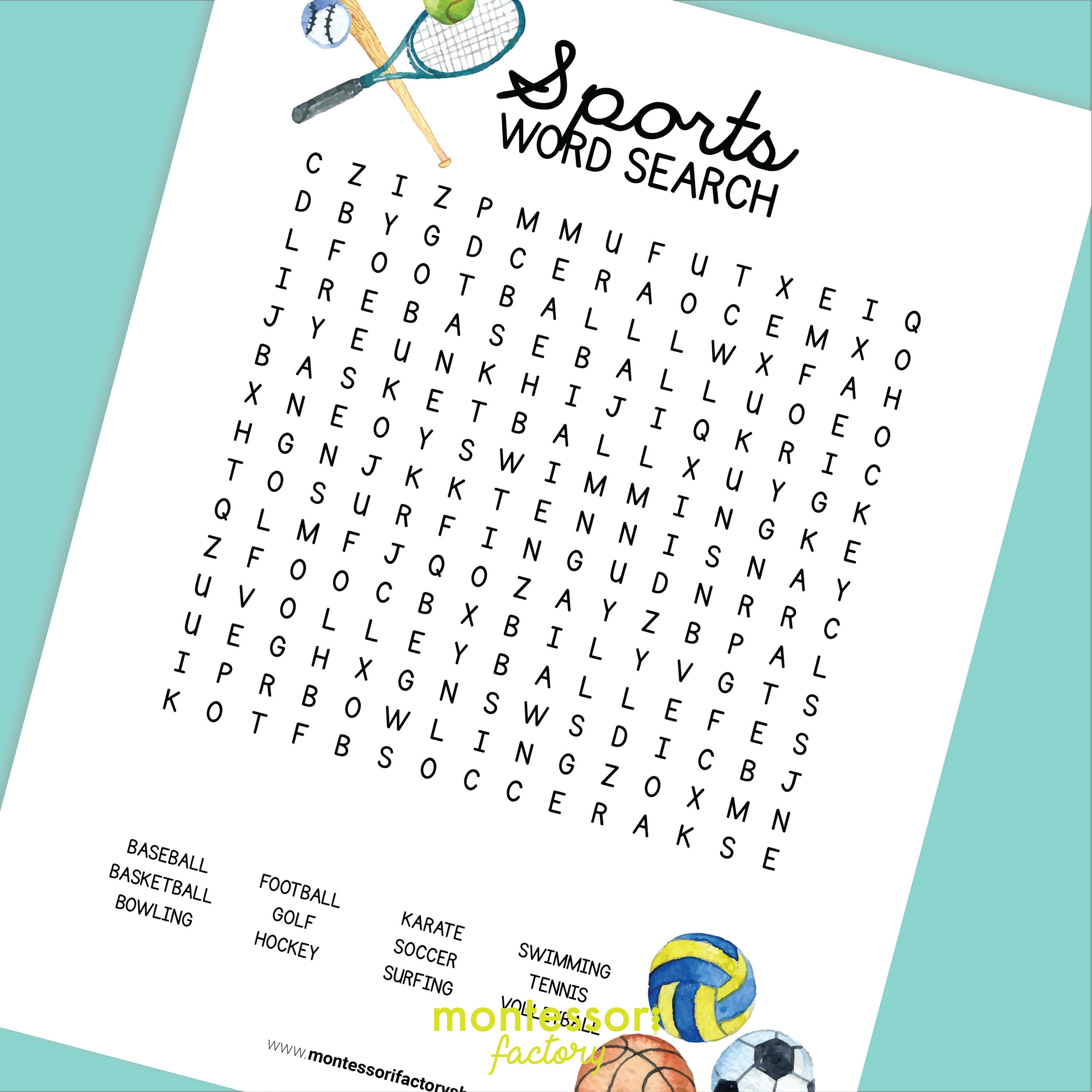 SPORTS • Word Search • Printable Games - Etsy