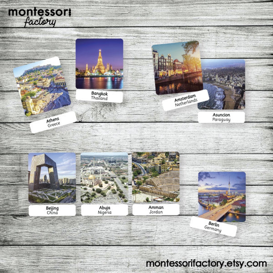 WORLD CAPITALS • Montessori Cards • Flash Cards • Three Part Cards ...