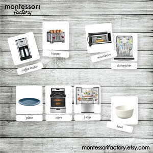 KITCHEN APPLIANCES Utensils • Montessori Cards • Flash Cards • 3 Part ...