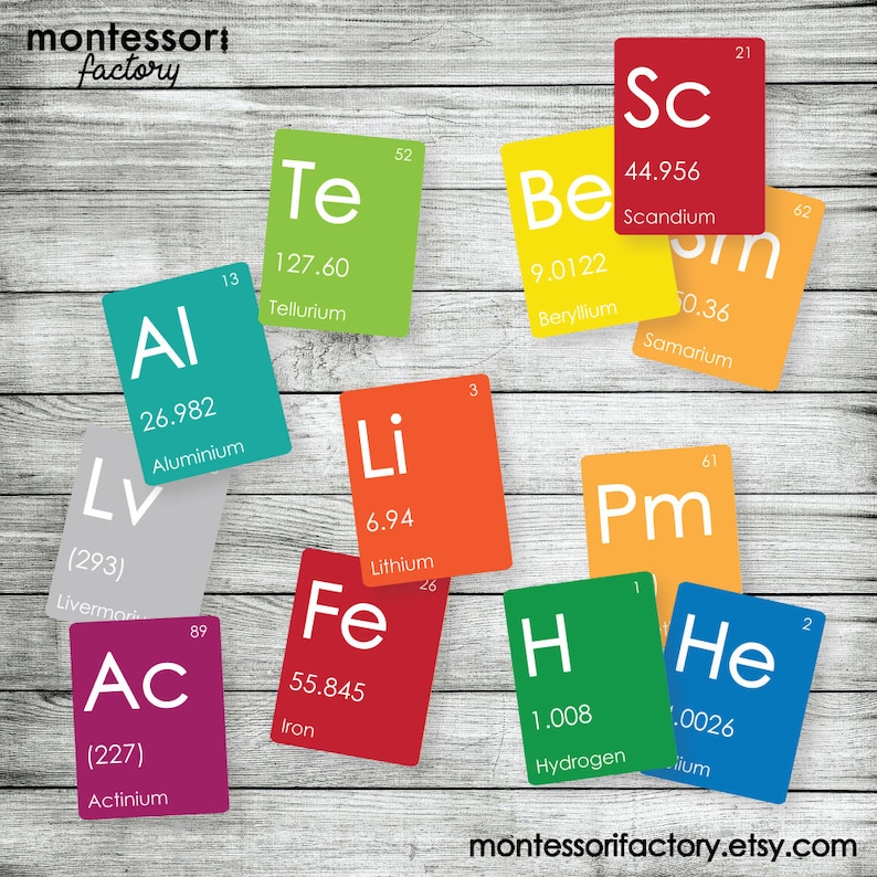PERIODIC TABLE Elements Montessori Cards Flash Cards - Etsy