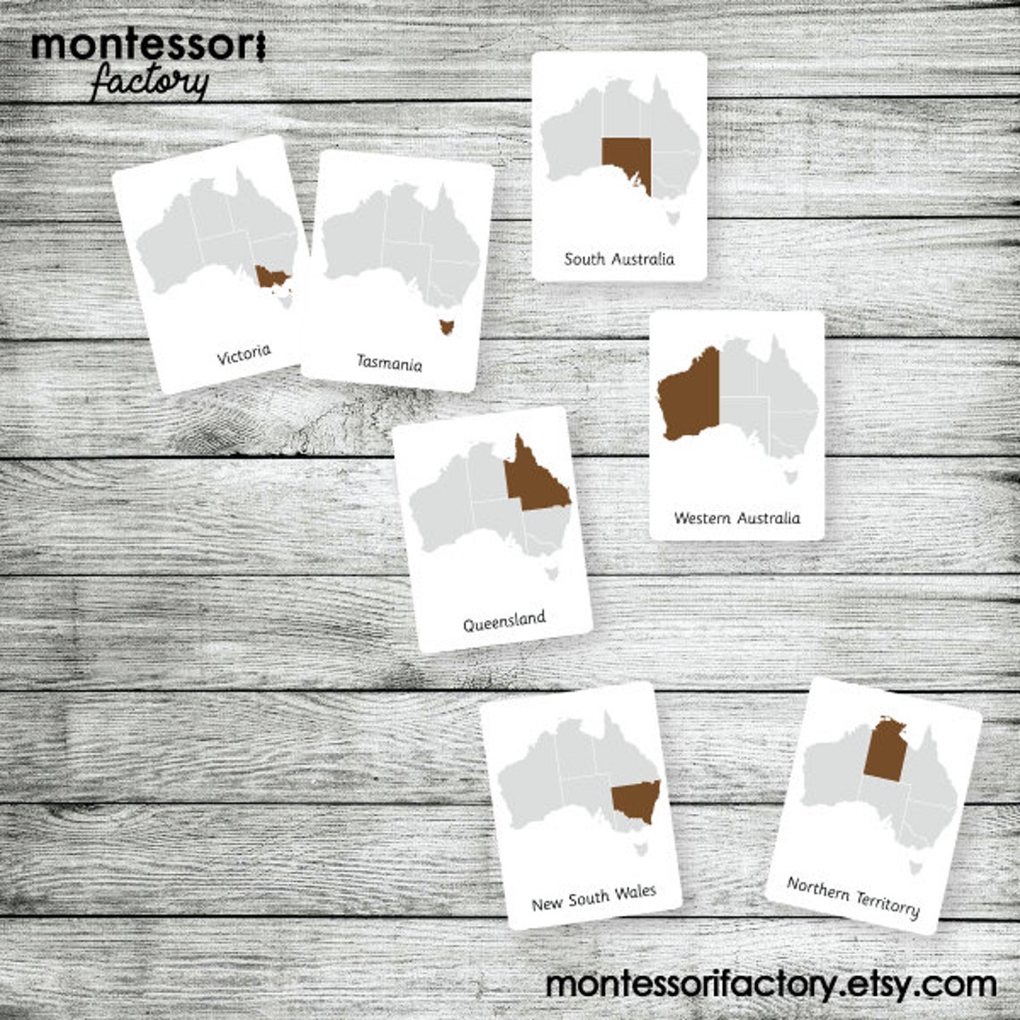 AUSTRALIA MAPS Montessori Cards Flash Cards Three Part - Etsy