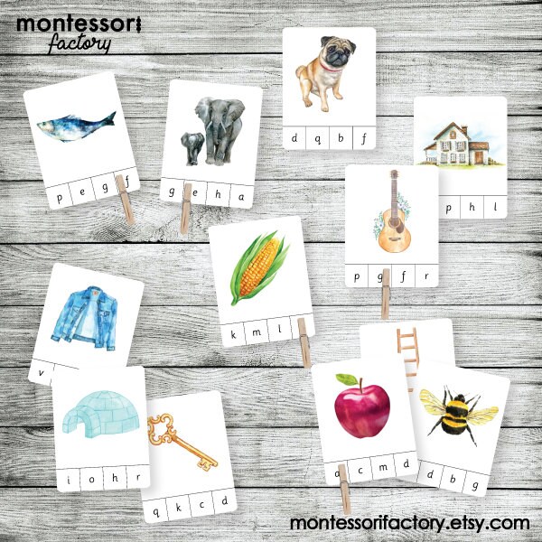 BEGINNING LETTER Sound Montessori Counting Cards Clip | Etsy
