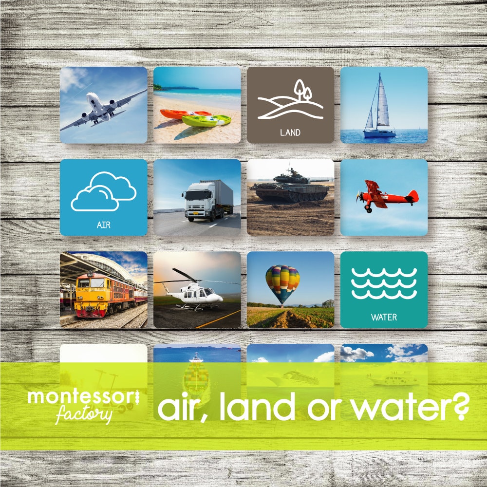 AIR LAND or WATER Transportation Sorting Cards Montessori | Etsy