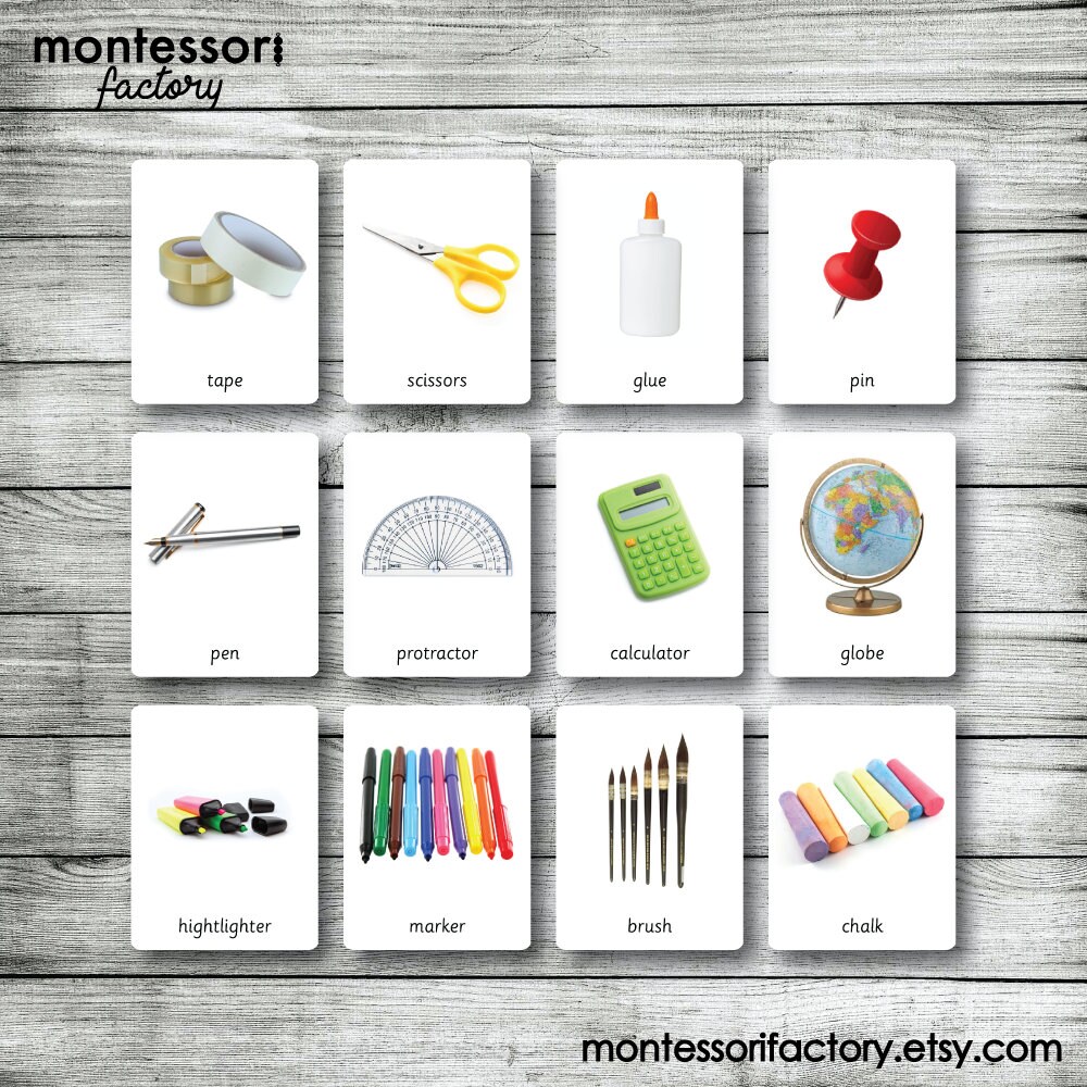 SCHOOL SUPPLIES Materials Montessori Cards Flash Cards - Etsy