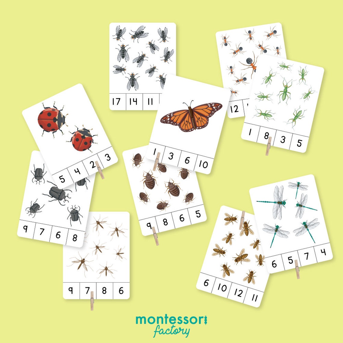 COUNTING INSECTS BUGS Numbers 1 to 20 Montessori Counting | Etsy