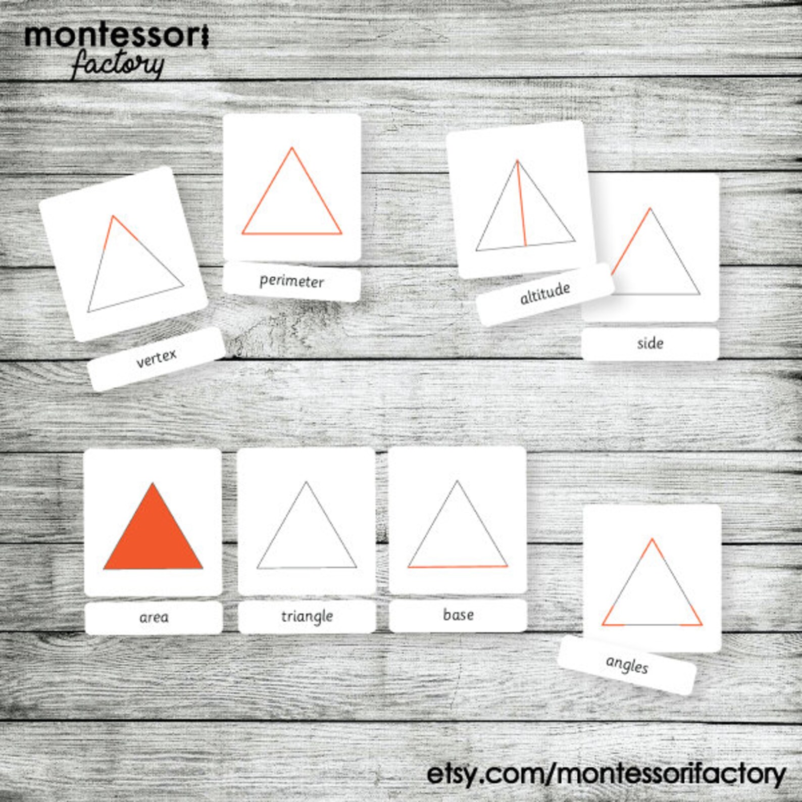 PARTS of a TRIANGLE Montessori Cards Flash Cards 3 Part - Etsy