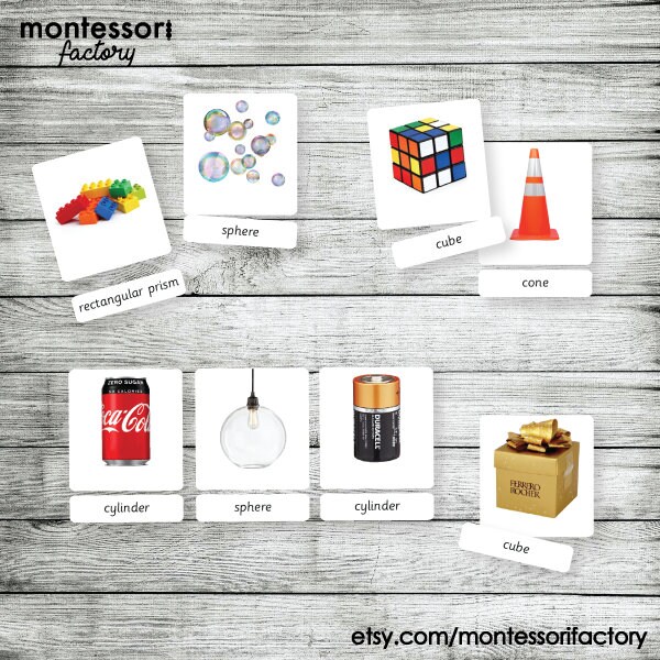 3D GEOMETRIC SHAPES Real Life • Montessori Cards • Flash Cards • 3 Part ...