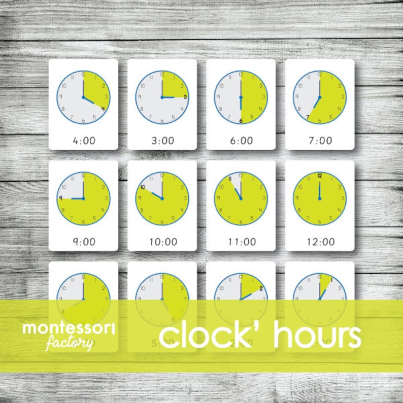 CLOCK HOURS Time Montessori Cards Flash Cards Three Part | Etsy