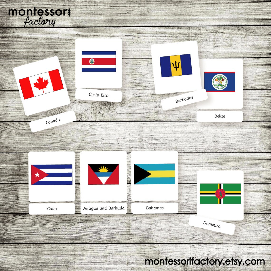 NORTH AMERICA FLAGS Montessori Cards Flash Cards Three | Etsy