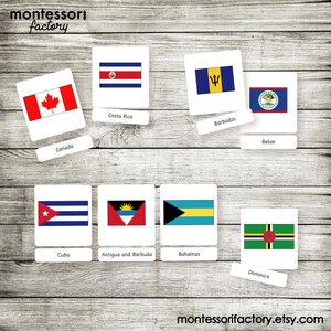 NORTH AMERICA FLAGS • Montessori Cards • Flash Cards • Three Part Cards ...