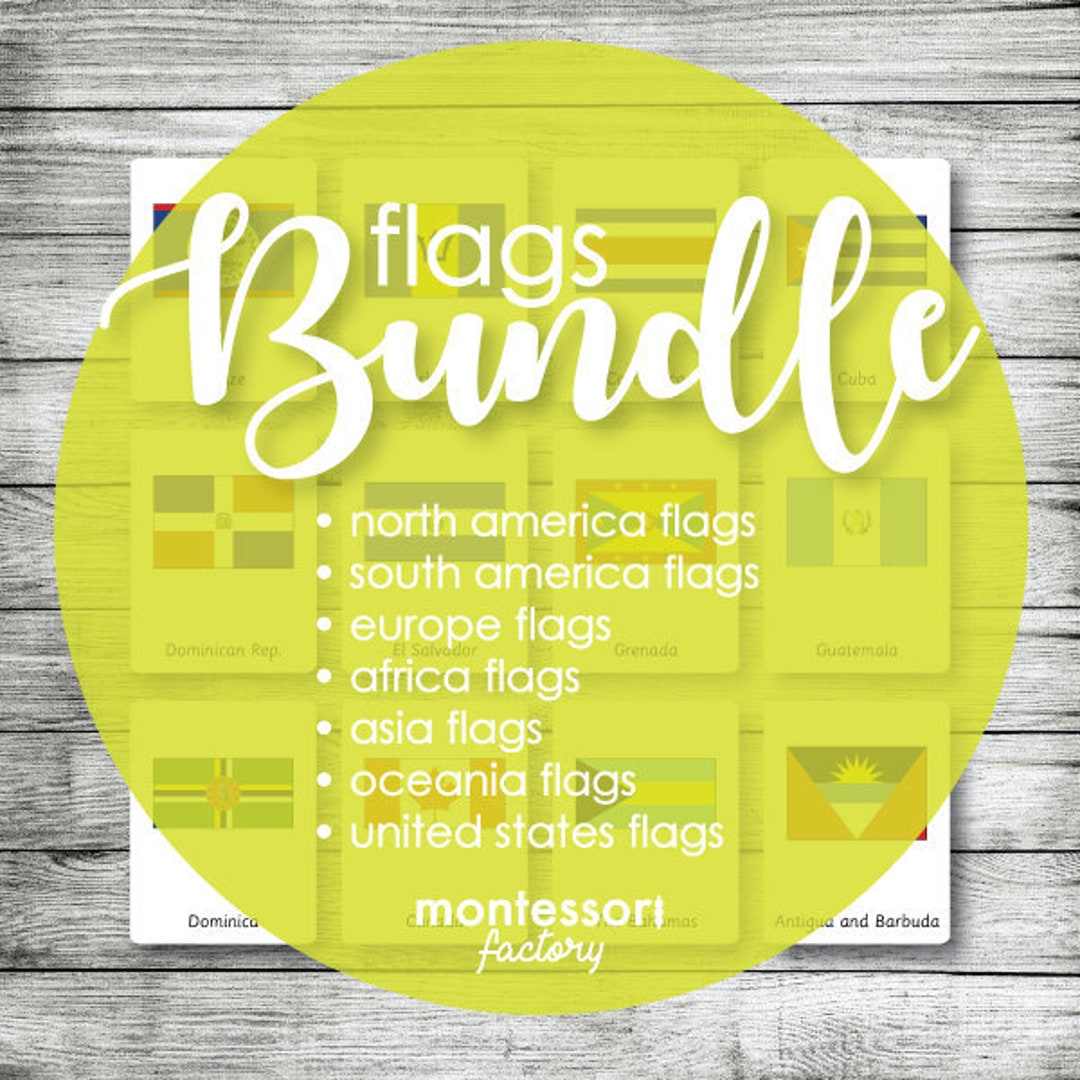 FLAGS of the World BUNDLE Montessori Nomenclature Flash 3 Parts Cards ...