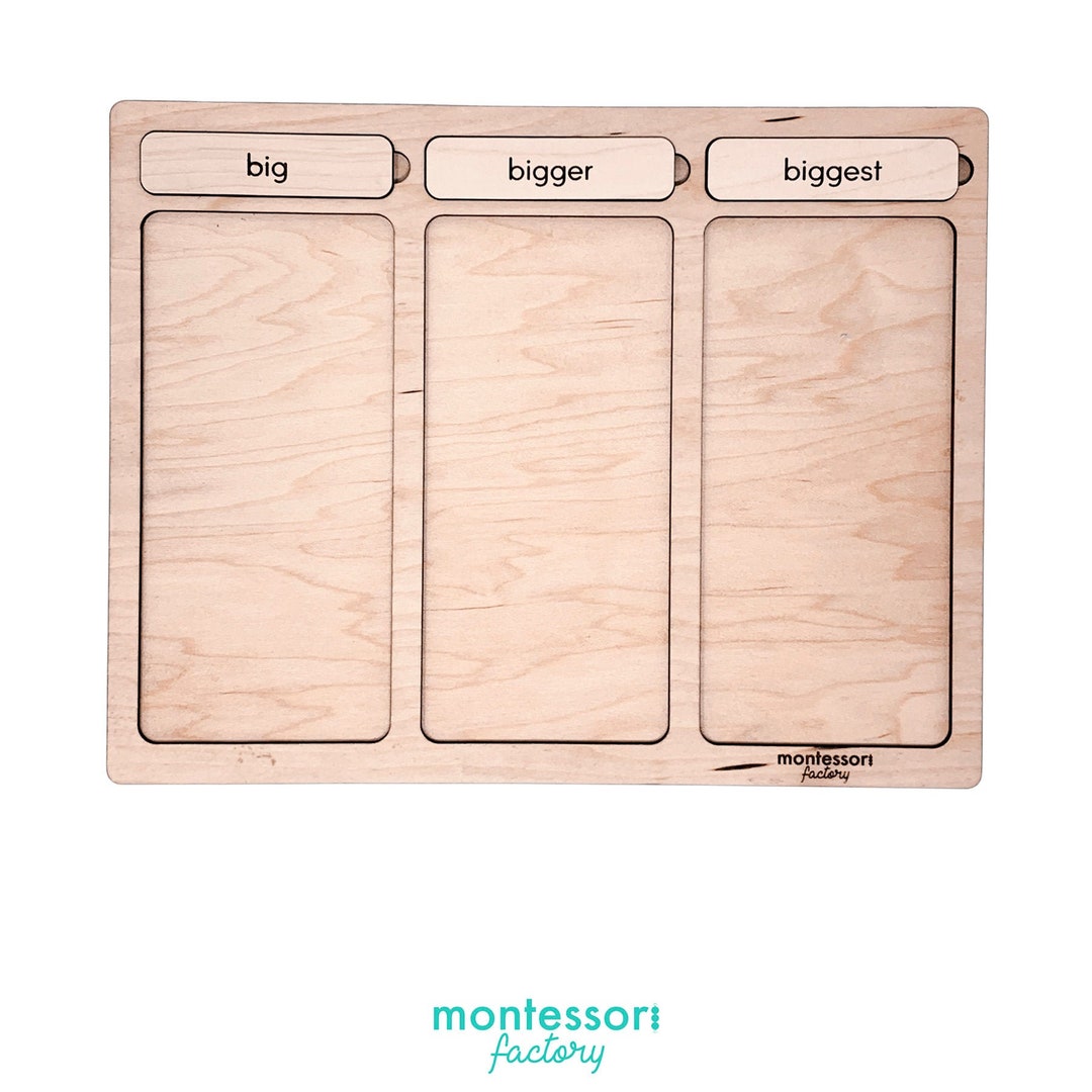 BIG, BIGGER or BIGGEST • Object Size Wooden Sorting Tray, Wood Mat ...