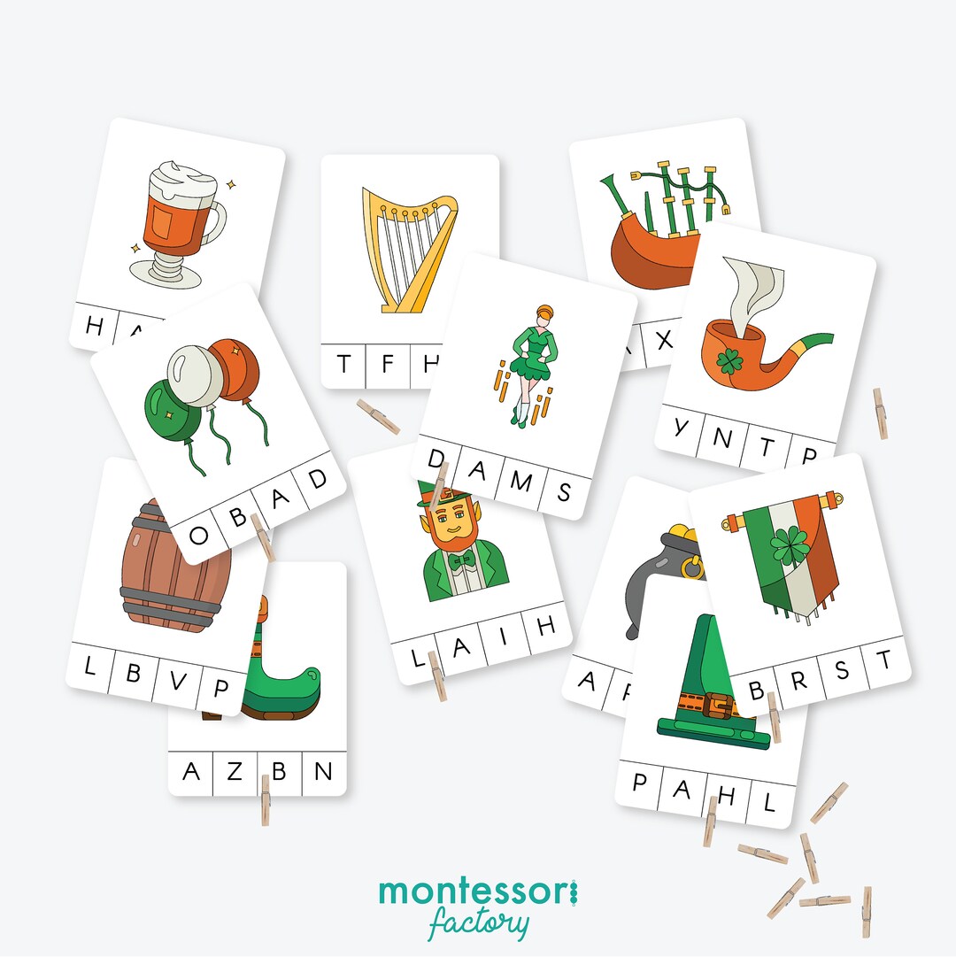 BEGINNING LETTER Sound • Saint PATRICK • Montessori Clip Cards ...