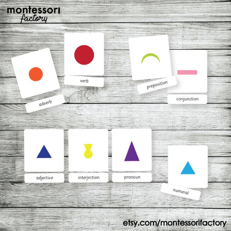 GRAMMAR SYMBOLS Montessori Cards Flash Cards Three Part - Etsy