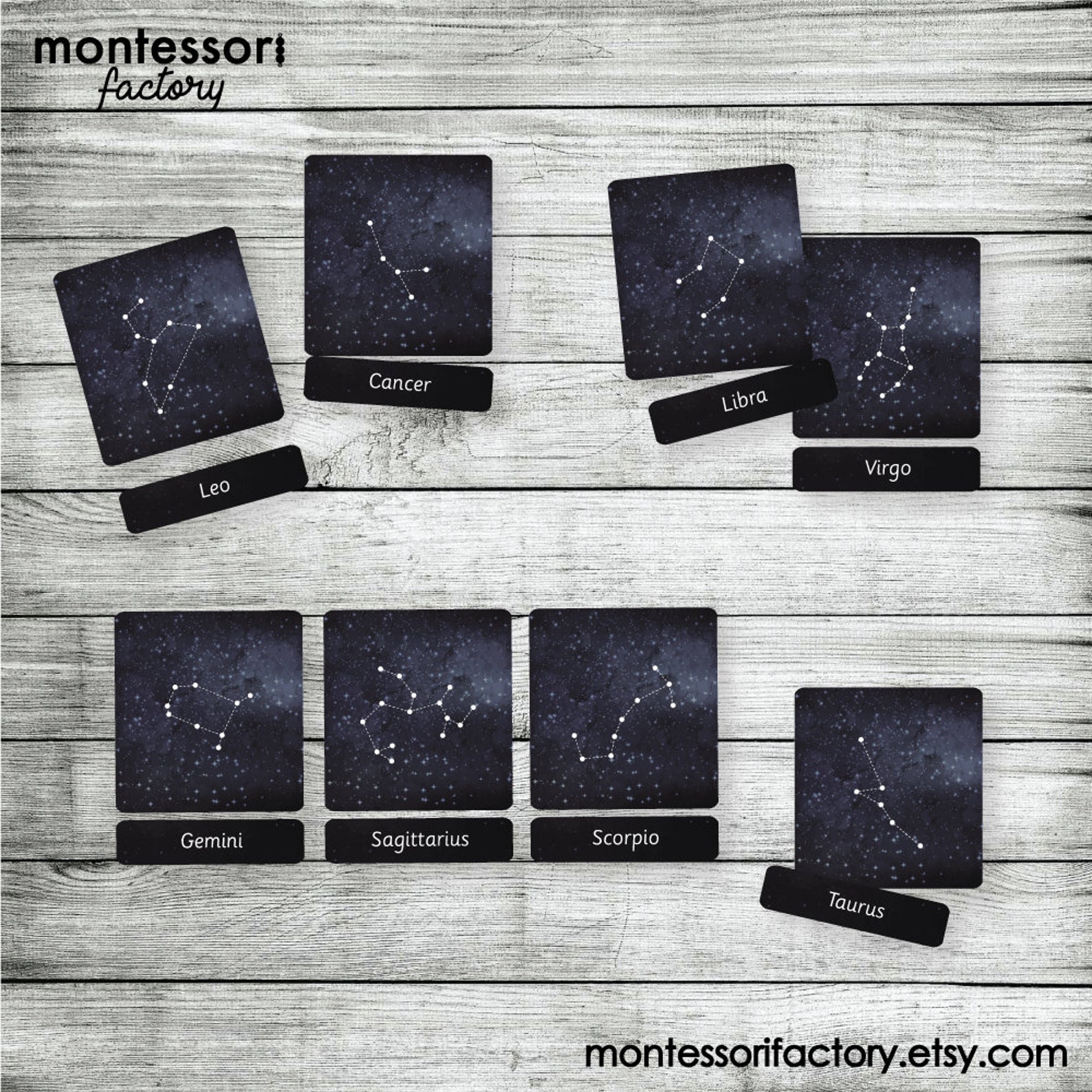 CONSTELLATIONS ZODIAC Montessori Cards Flash Cards Three - Etsy
