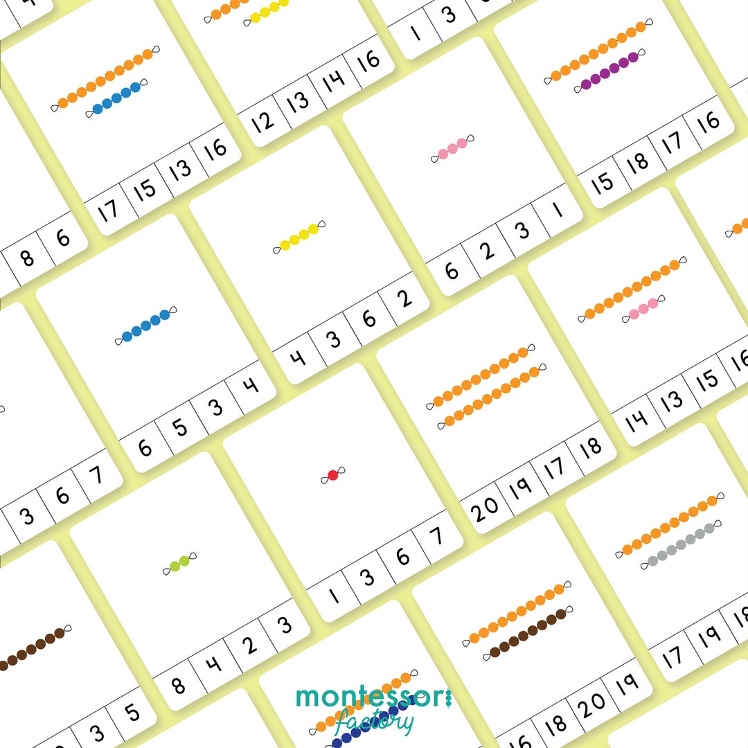 COUNTING BEADS • Montessori Counting Cards • Clip Cards • Flash Cards ...