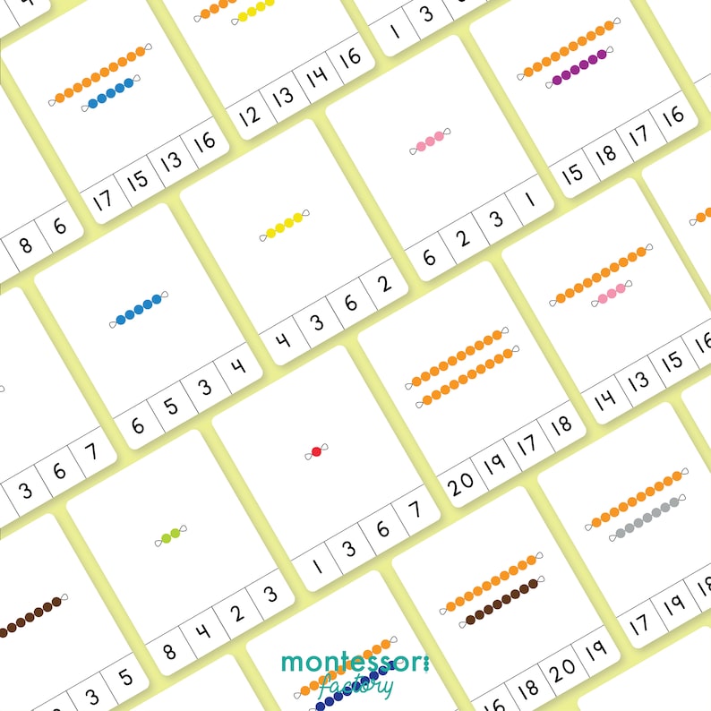 COUNTING BEADS Montessori Counting Cards Clip Cards - Etsy