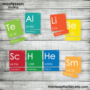 PERIODIC TABLE Elements Montessori Cards Flash Cards Three Part Cards ...