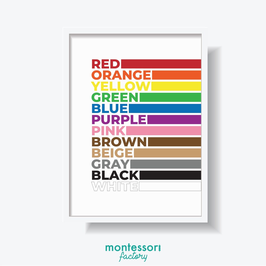 COLORS Art Kids Room Wall Art Montessori Kindergarten Primary ...