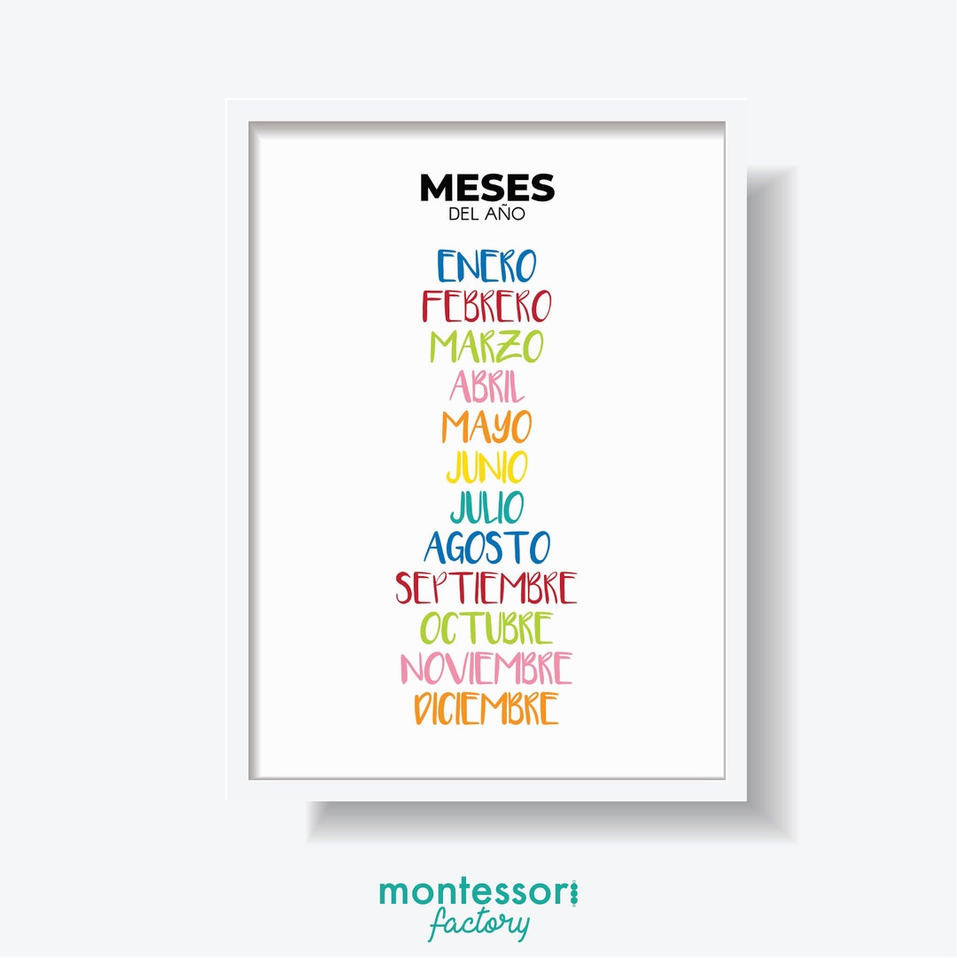 MESES Del AÑO Spanish Kids Room Wall Art Montessori Kindergarten ...