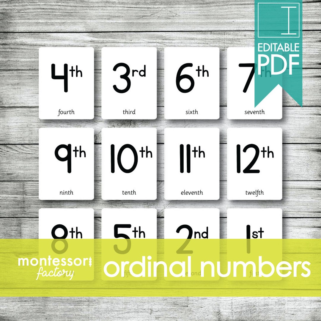 Montessori Ordinal Numbers 1st-20th Flashcards (editable PDF) - Etsy