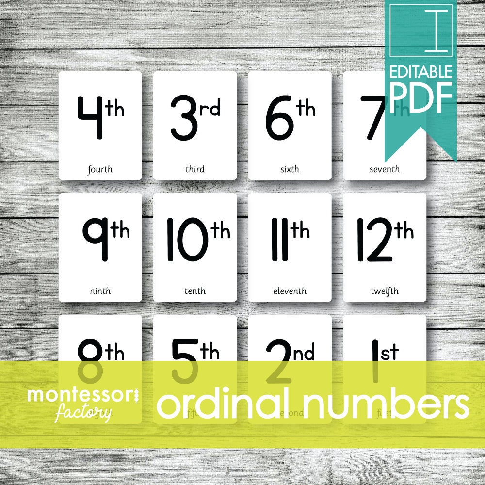 ORDINAL NUMBERS 1st to 20th • Montessori Cards • Flash Cards • 3 Part ...