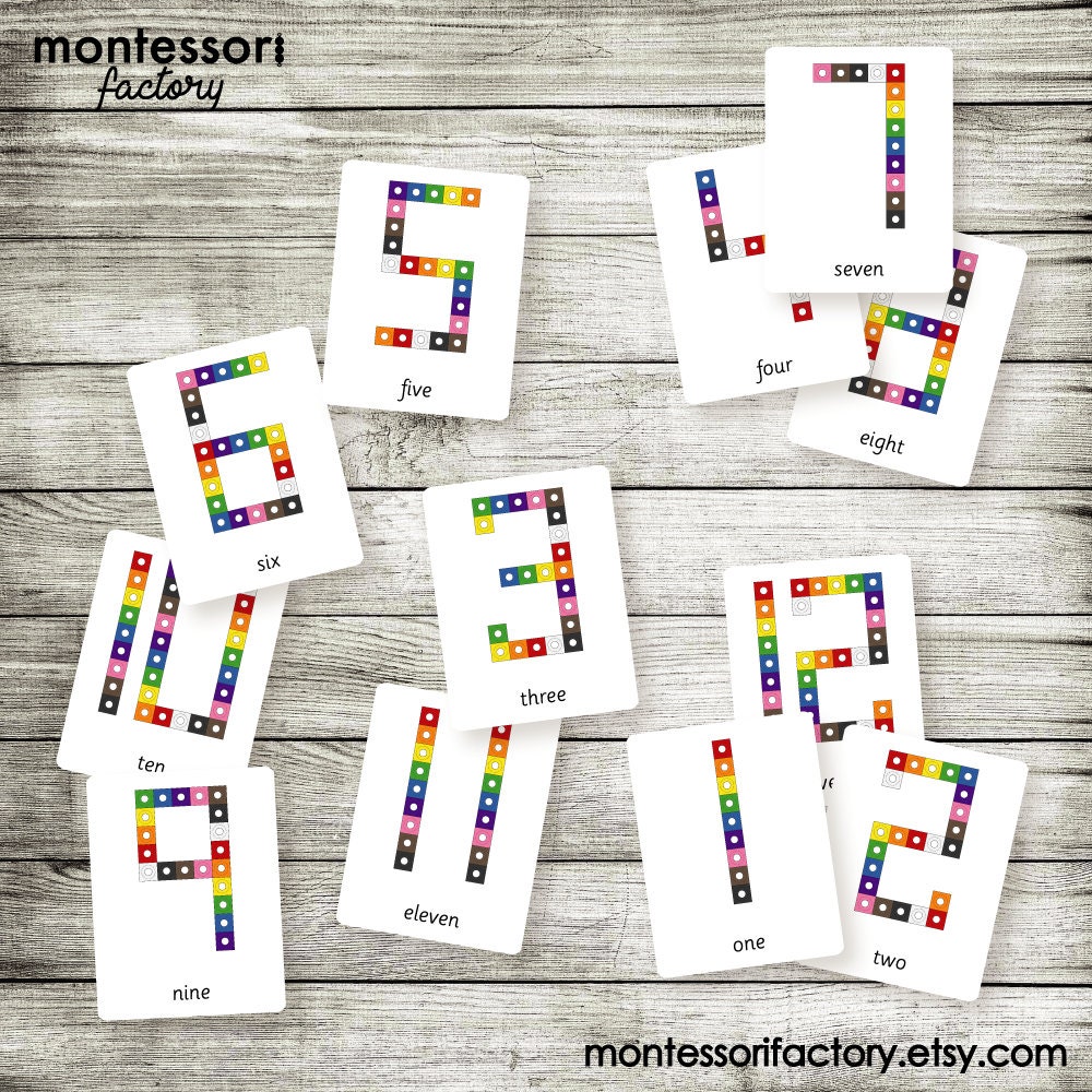 SNAP CUBES NUMBERS 1 to 12 Montessori Cards Flash Cards - Etsy