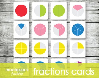 FRACTION CARDS Montessori Nomenclature Flash 3 Parts | Etsy