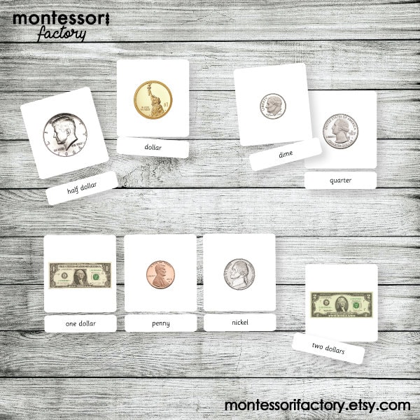 MONEY Montessori Nomenclature Flash 3 Parts Cards - Etsy