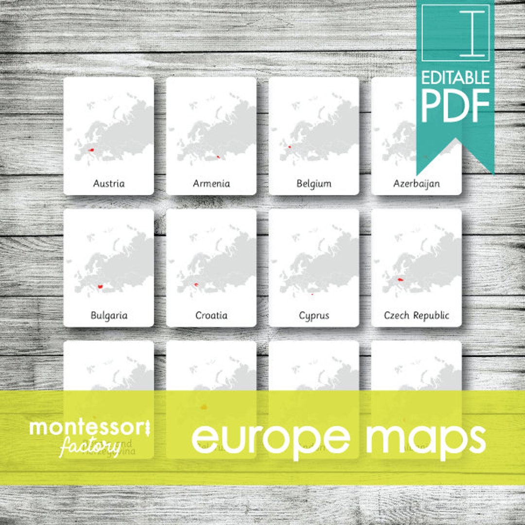 EUROPE MAPS • Montessori Cards • Flash Cards • Three Part Cards ...