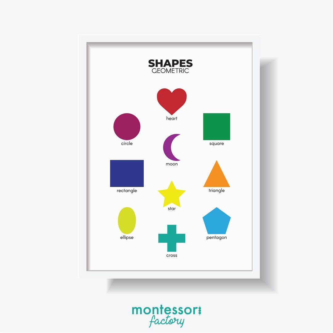 GEOMETRIC SHAPES Math Kids Room Wall Art Montessori Kindergarten ...
