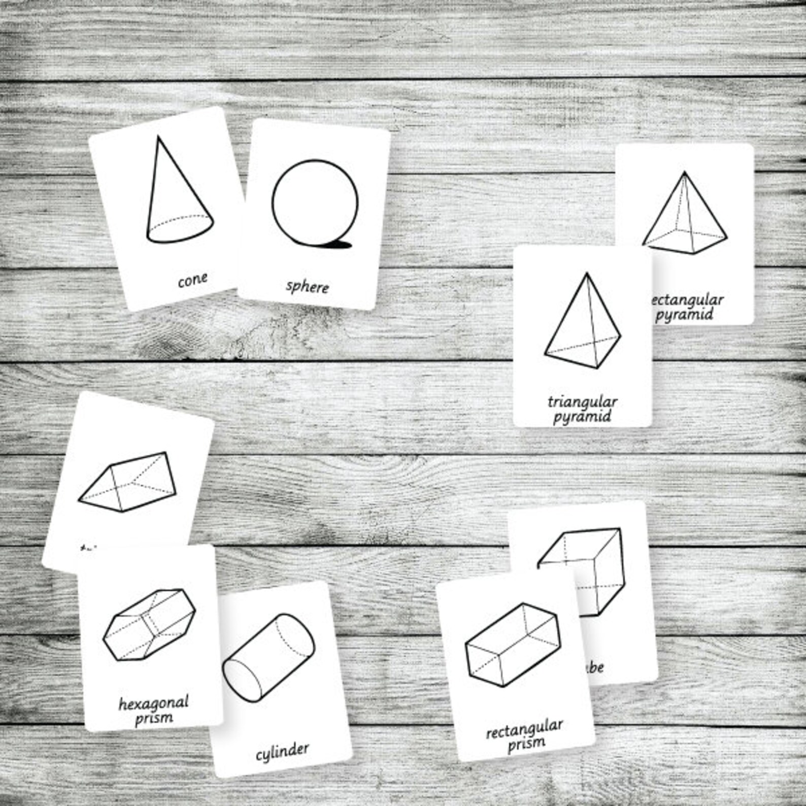 3D GEOMETRIC SHAPES Montessori Cards, Flash Cards, Three Part Cards ...